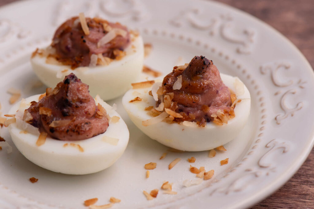 Ube Basque Cheesecake Deviled Eggs - American Egg Board